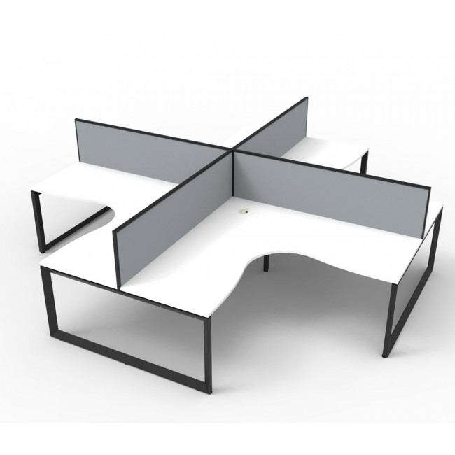 Deluxe Rapid Infinity 4 Person Loop Leg Corner Workstation | Apex