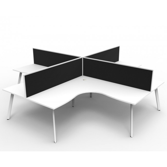 Eternity 4 Person Corner Desk Workstation Pod With Screens | Apex