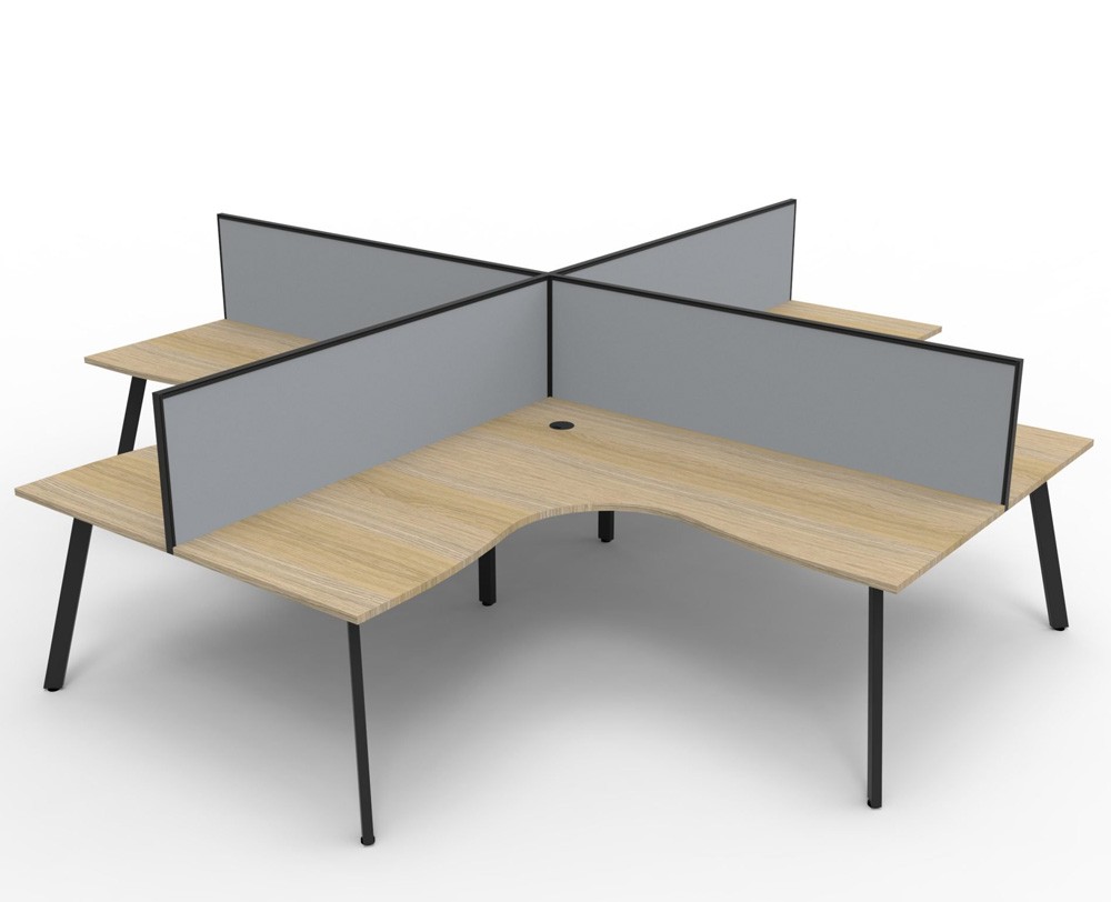 Eternity 4 Person Corner Desk Workstation Pod With Screens | Apex
