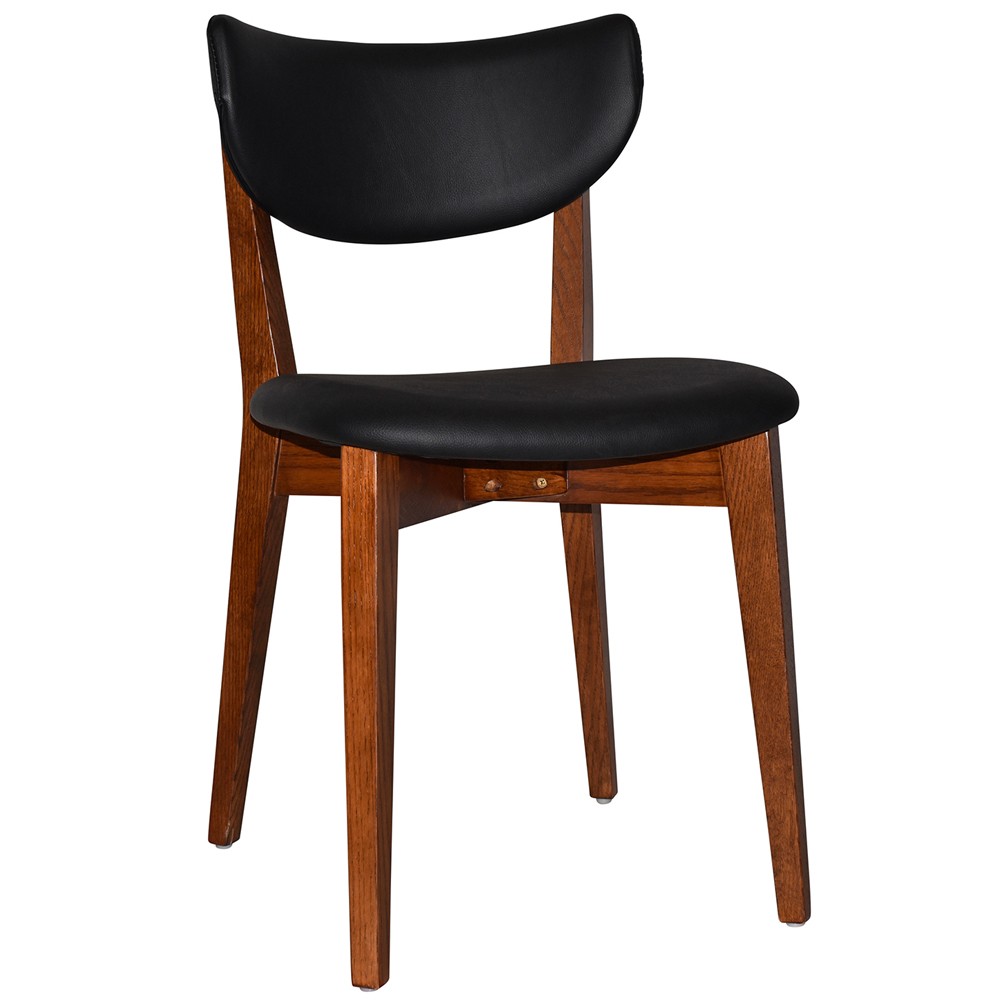 Kaya Chair Fully Uph - Walnut - Black Vinyl | Apex