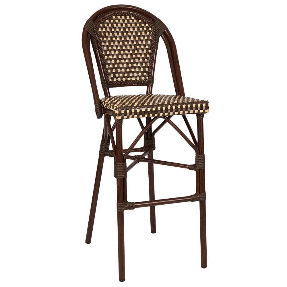 Lyon Wicker Outdoor Bar Stool with Backrest 75cm | Apex