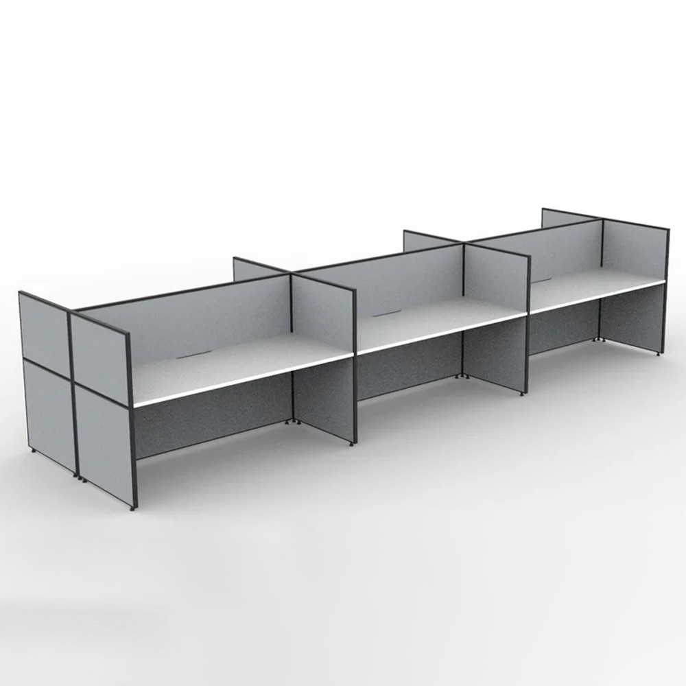 SHUSH30 6 Person Double Sided Screen Hung Top Workstation | Apex