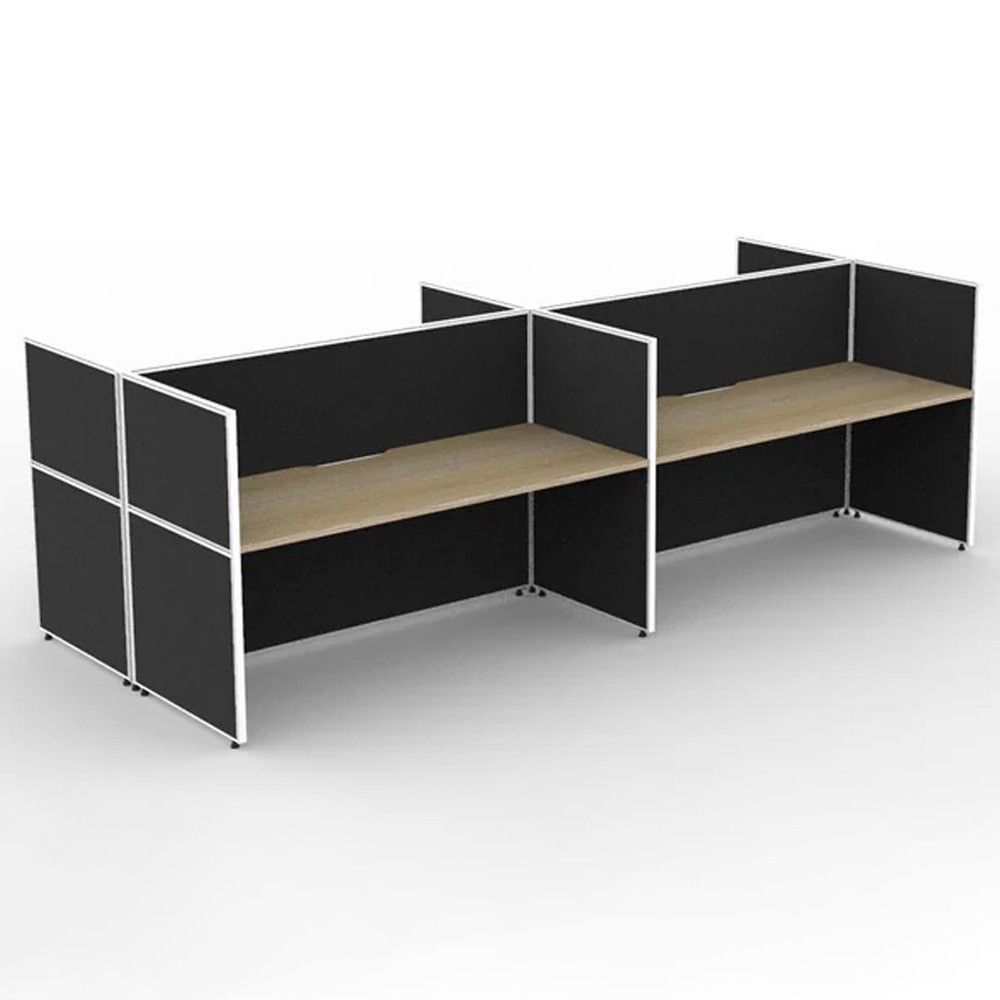 SHUSH30 4 Person Double Sided Screen Hung Top Workstation | Apex