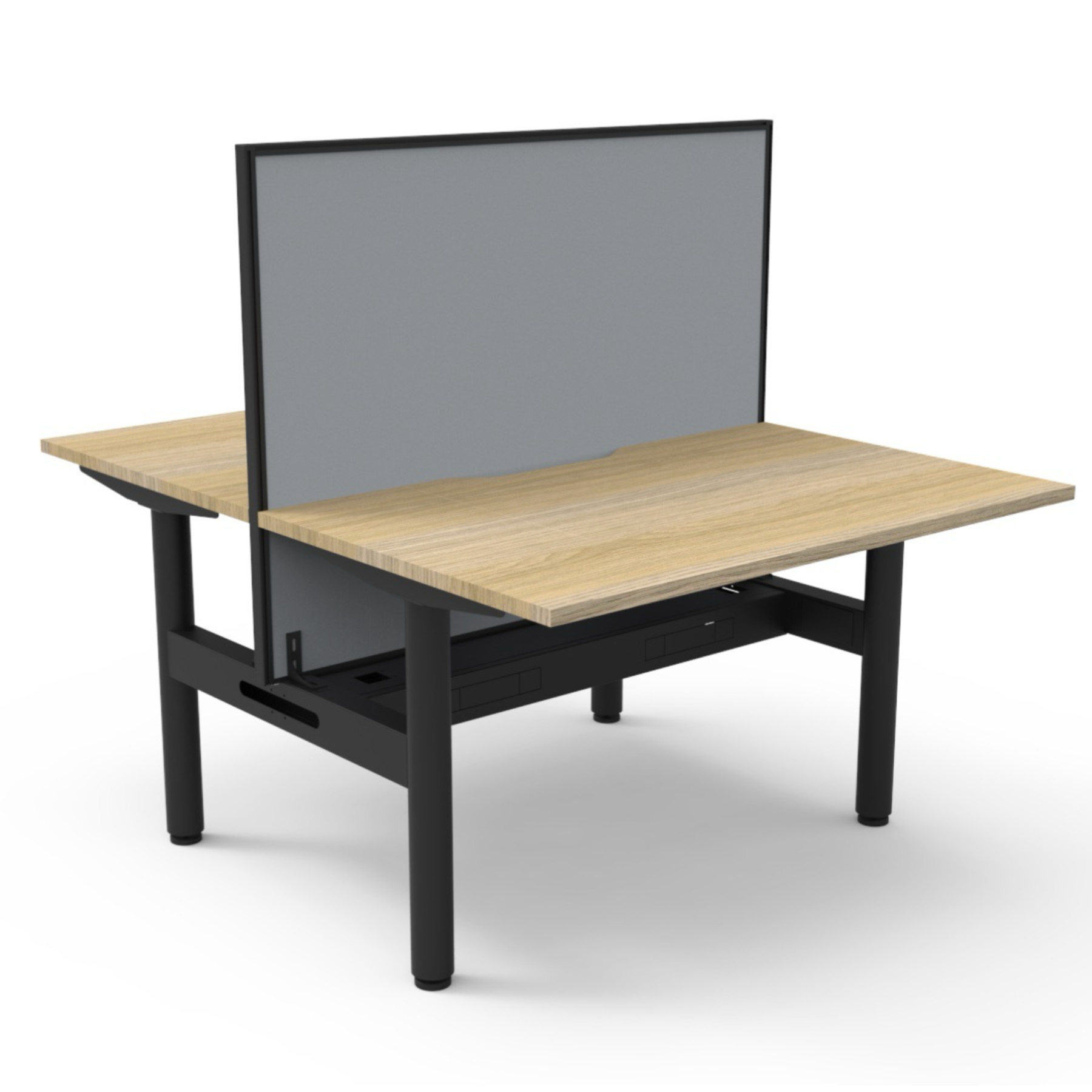 Halo Static Back to Back Desk Workstation with Cable Tray | Apex