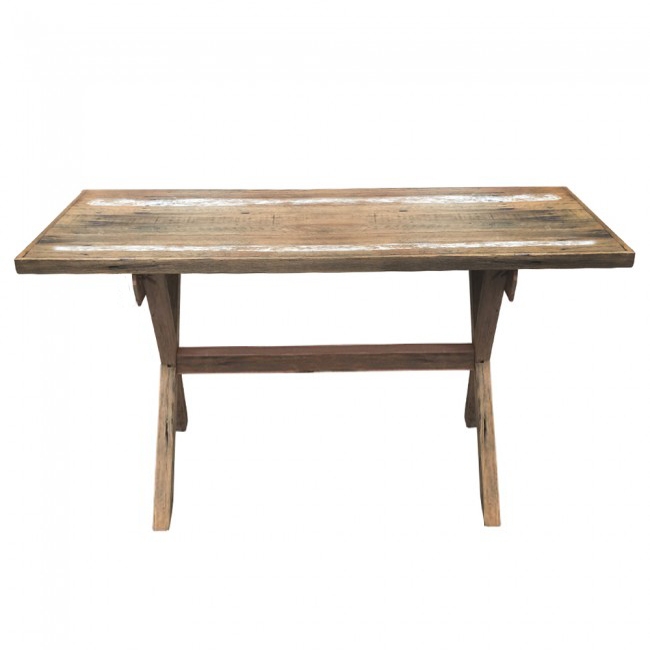 Rustic X Frame Recycled Timber Bar Table | Apex