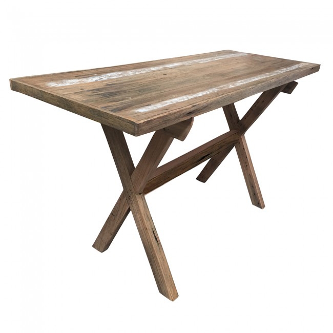 Rustic X Frame Recycled Timber Bar Table | Apex