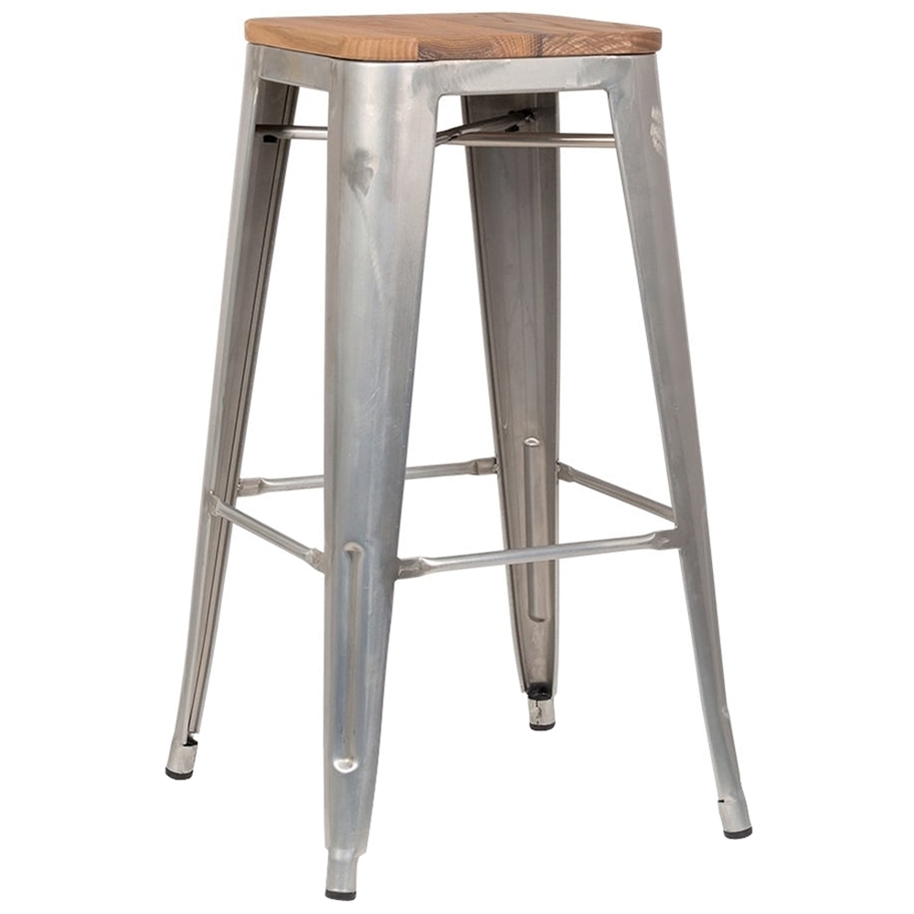 Tolix Bar Stools with Wooden Seats 77cm | Apex