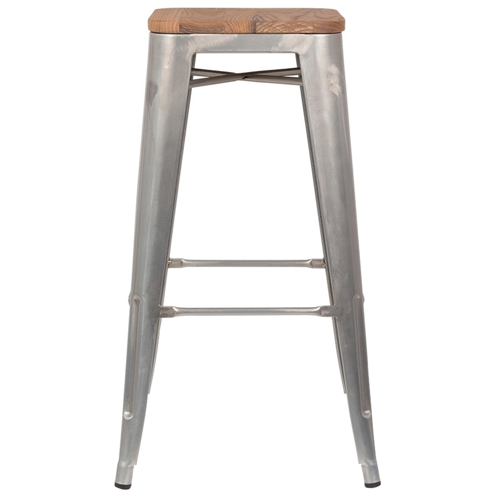 Tolix Bar Stools with Wooden Seats 77cm | Apex